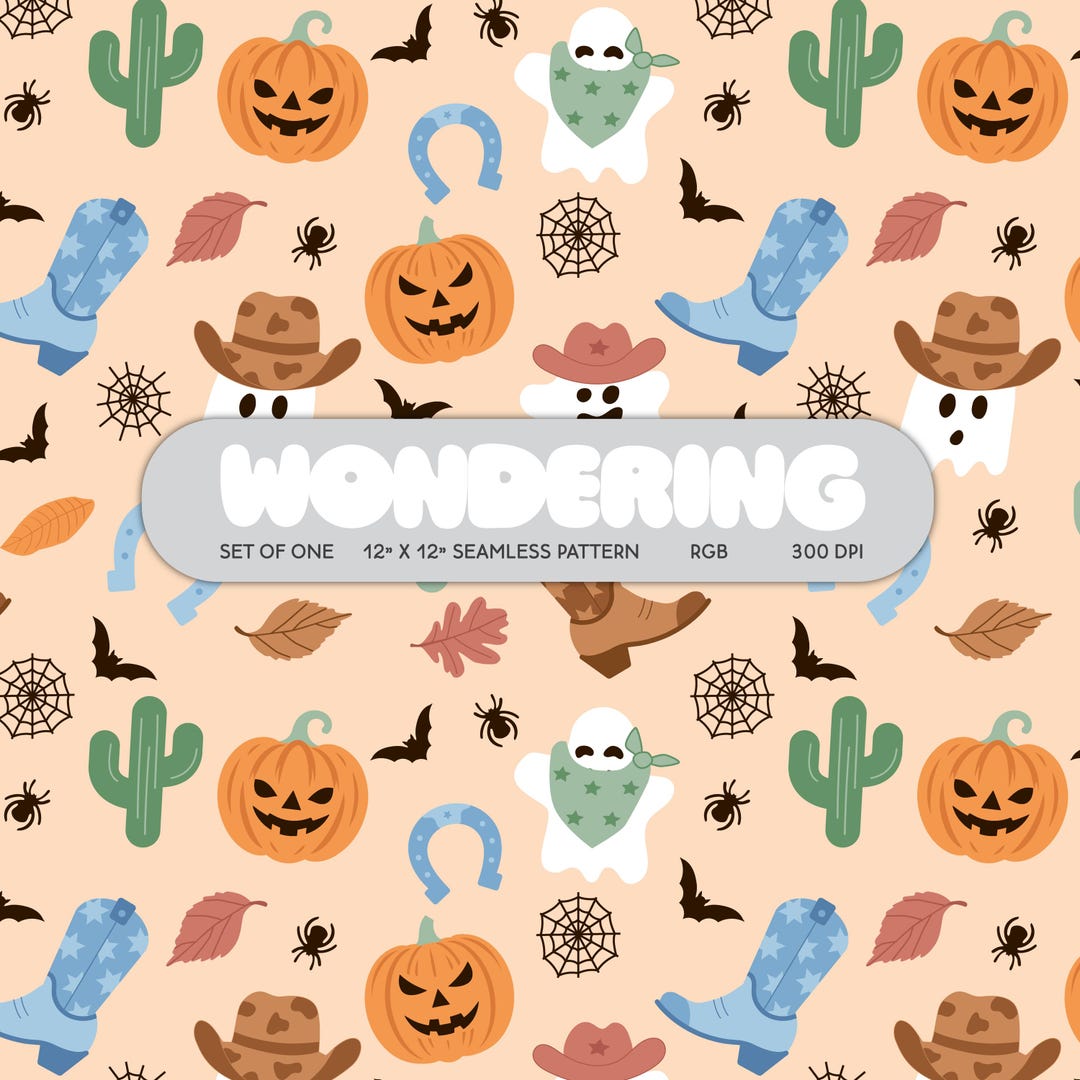 Cowboy Ghosts Seamless Pattern: Halloween Rodeo (digital Download) - Etsy