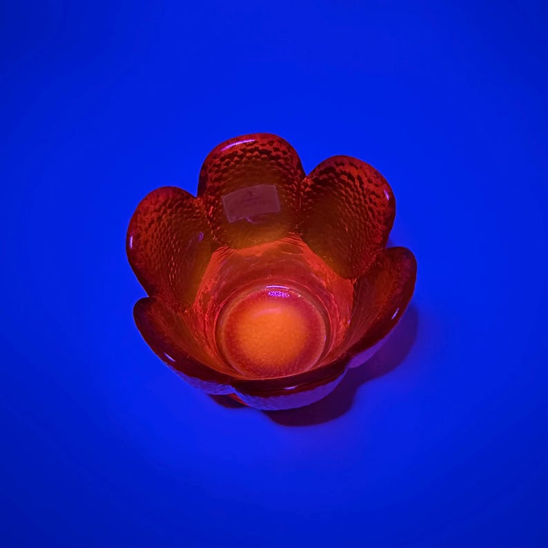 Viking Ruby Red Glass Tulip Votive – 6 Petal Pebbled Candle Holder ...