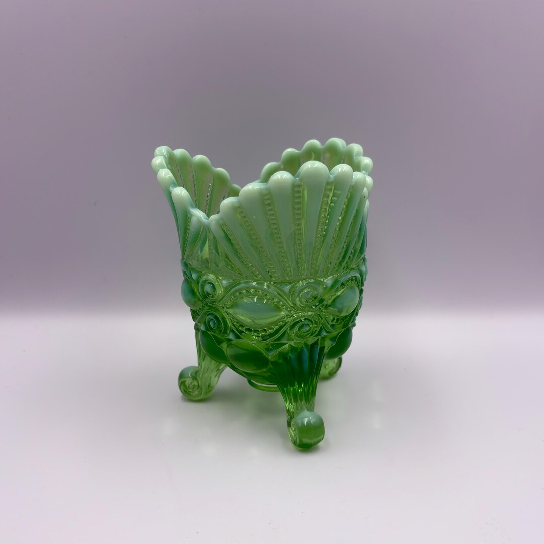 Mosser Glass Eye Winker Spooner Dish: Green Opal Glass - Etsy