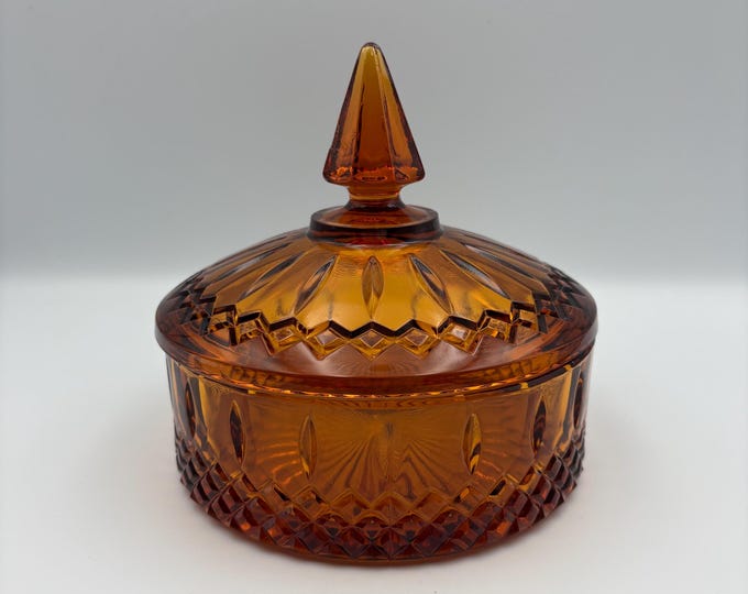 Vintage Indiana Glass Amber Princess Diamond Point Candy Dish – 6” - Etsy