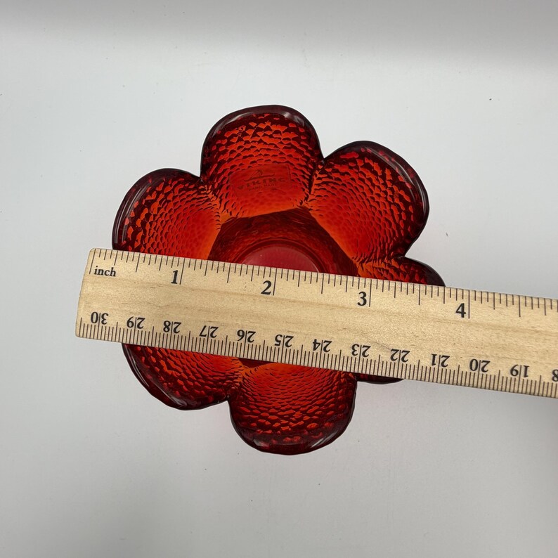 Viking Ruby Red Glass Tulip Votive – 6 Petal Pebbled Candle Holder ...