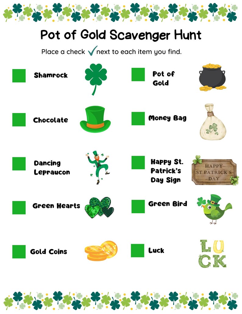 Leprechaun Scavenger Hunt Game Digital Download - Etsy