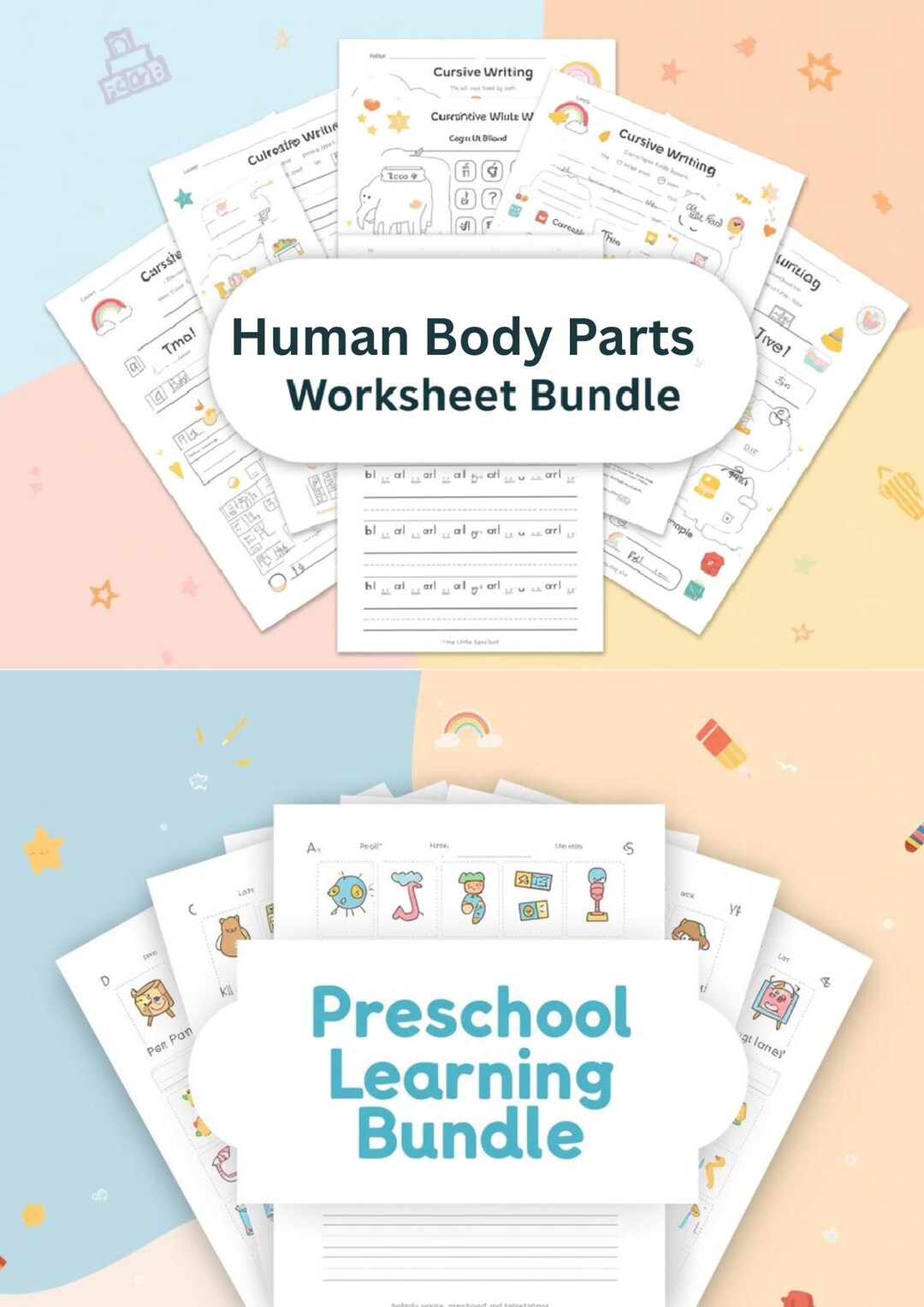 Human Body Anatomy Worksheets, Kids Learning Activity (PDF) - Etsy ...