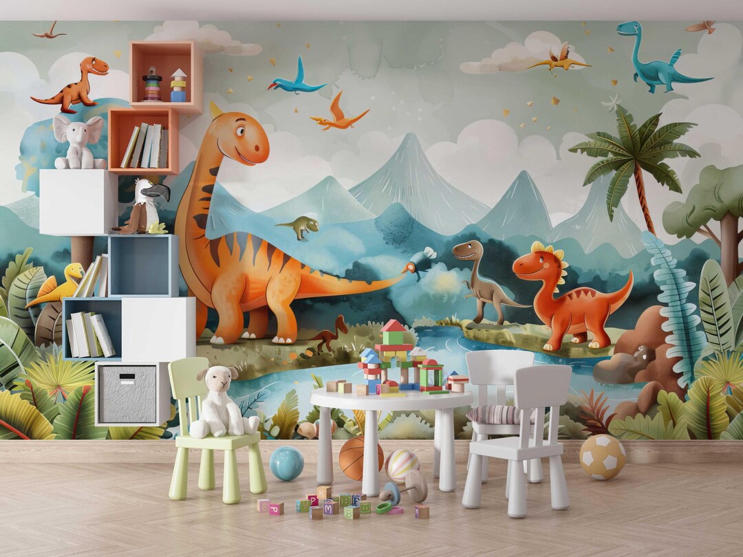 Jurassic World Dinosaur Wall Mural | Kids Wallpaper Peel and Stick ...