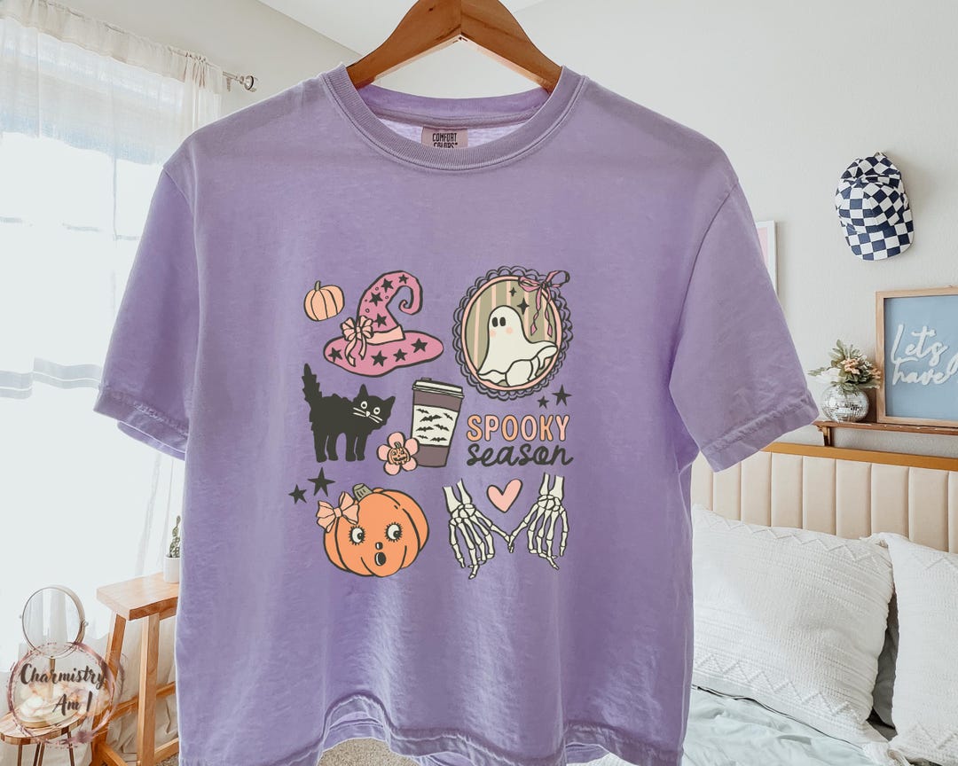 Pastel Halloween Boxy Crop Top: Spooky Season Graphic Tee - Etsy