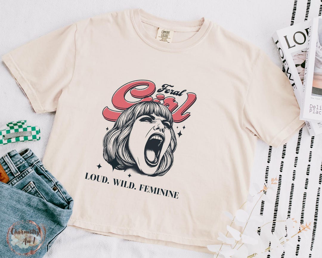 Feral Girl Loud Wild Feminine Retro Boxy Crop Shir Ret, Retro Womens ...