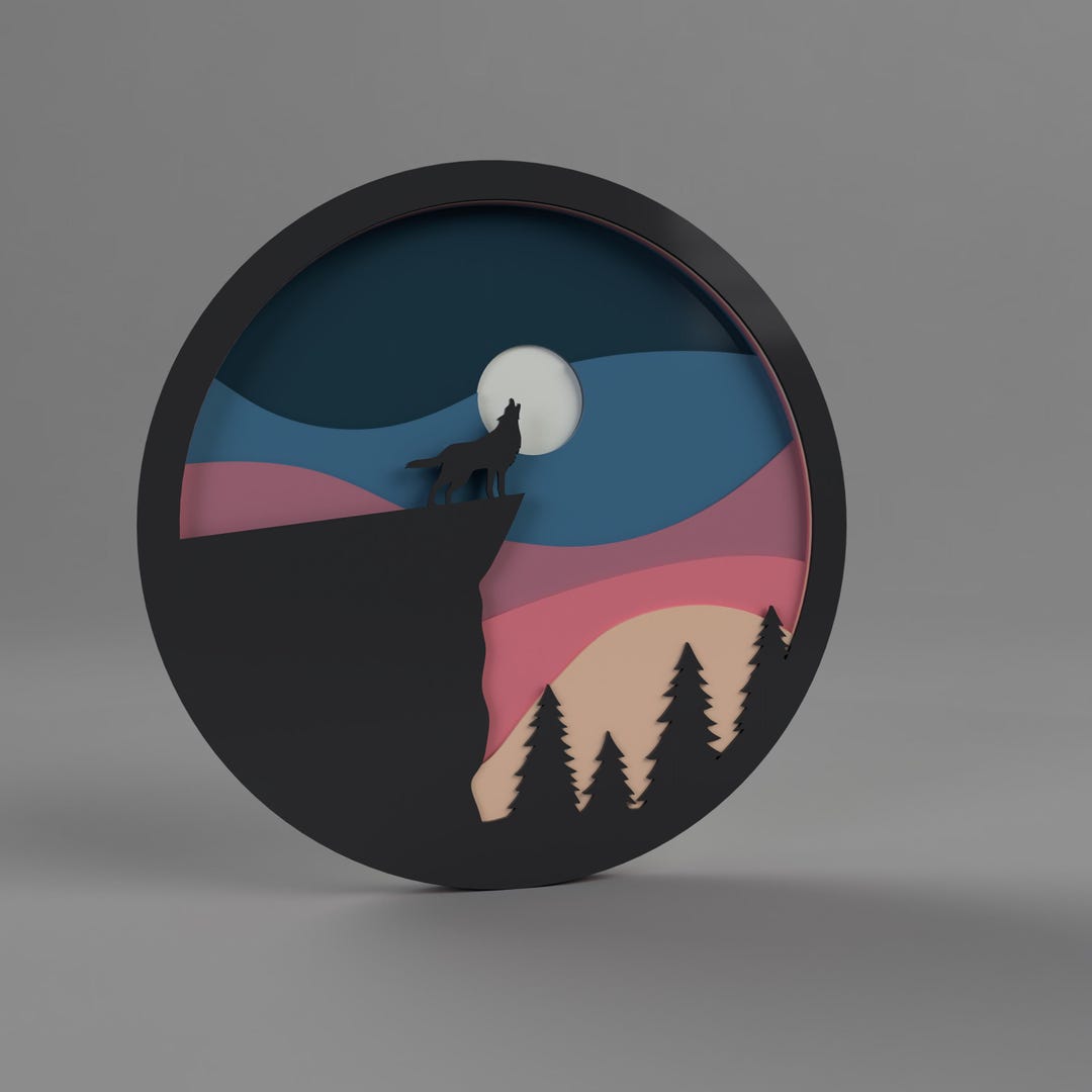 Layered Wolf SVG - 3D Digital File for Laser Cutting, Cricut ...