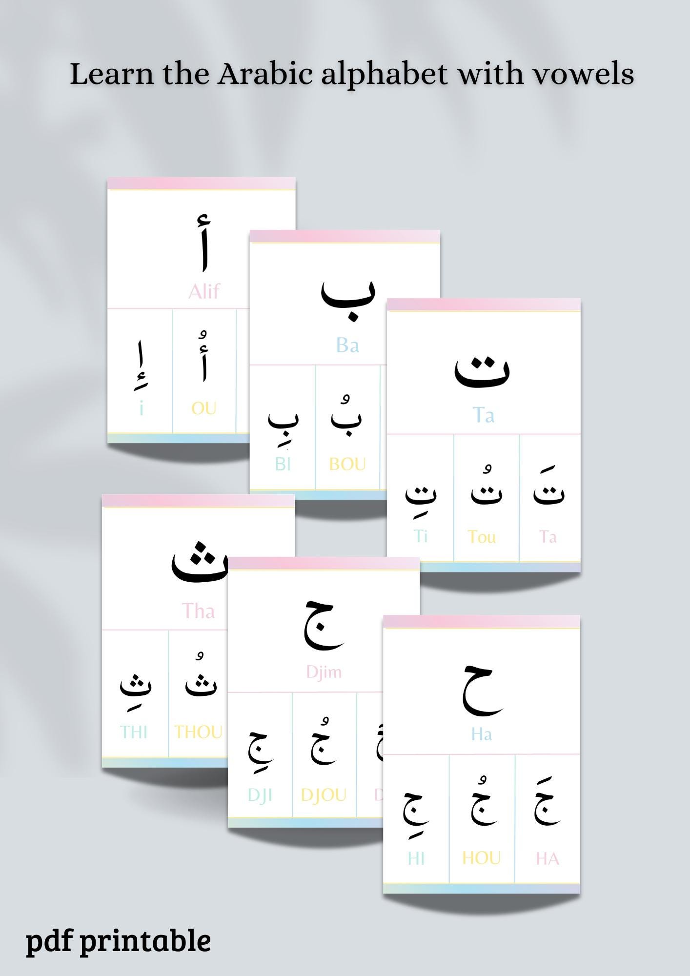Arabic Alphabet Flashcards With Vowels | Learn Arabic Reading Fast ...