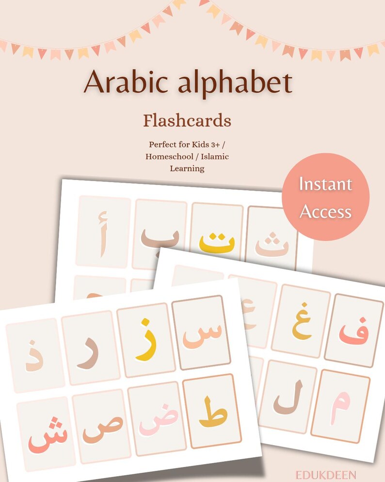 Arabic Alphabet Flashcards for Kids Printable | Learn Arabic Letters A ...