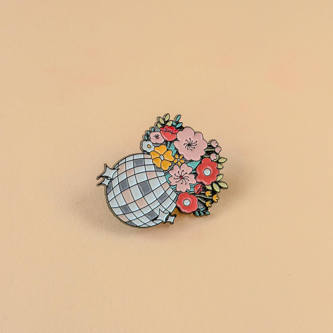 Floral Enamel Pin Girl Aesthetic Metal Lapel Pin Floral Disco Ball ...