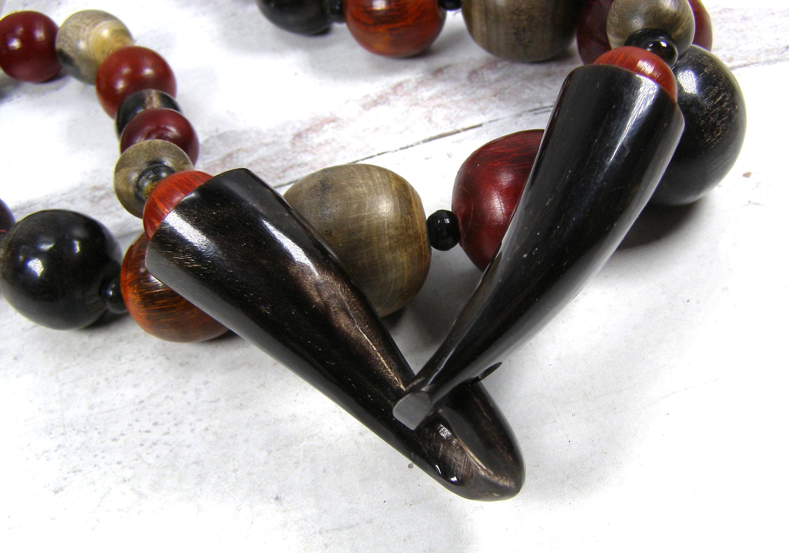 Vintage Large Wooden Beaded Multi Color Wood Graduated Bead Wooden ...
