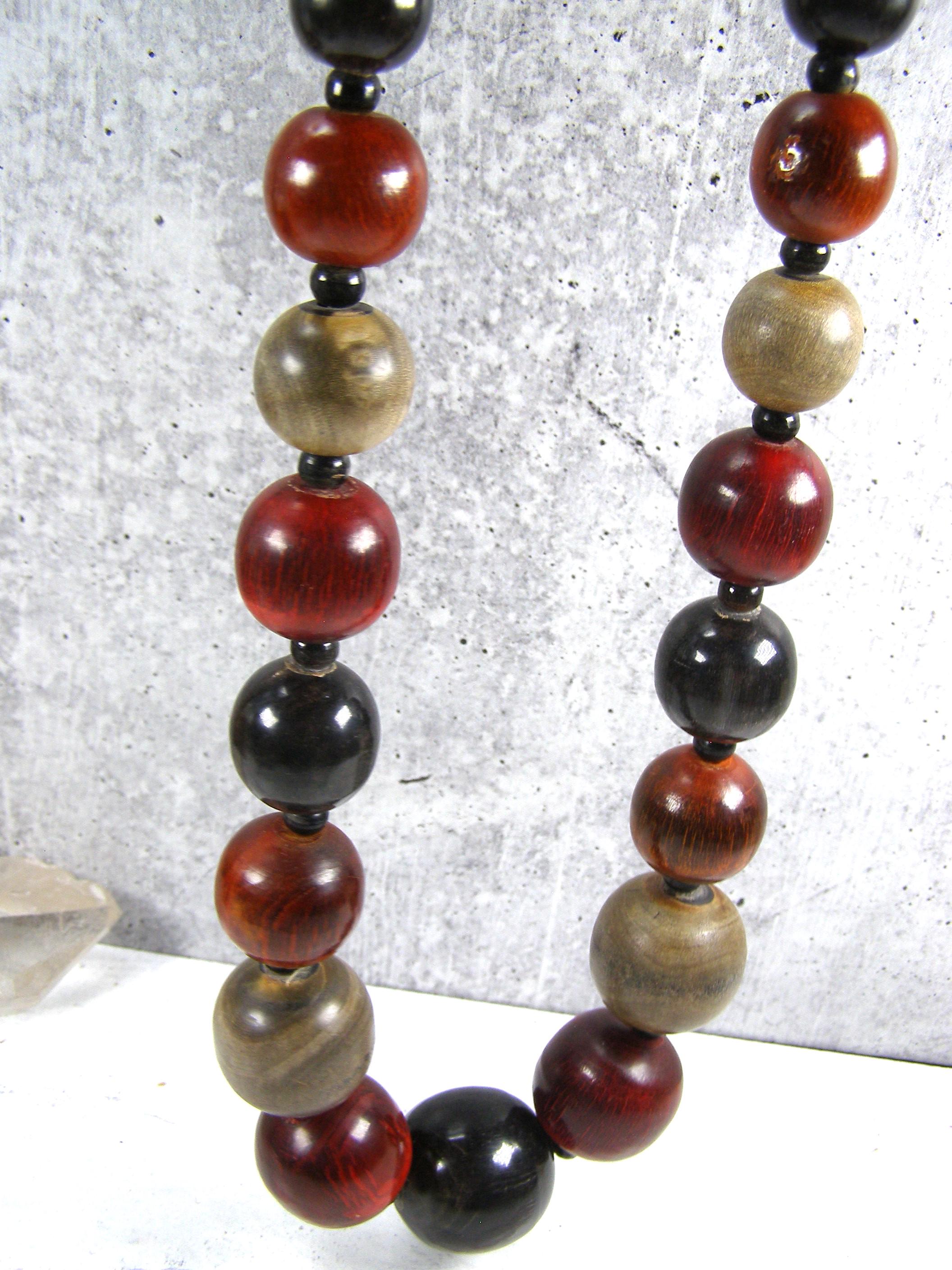 Vintage Large Wooden Beaded Multi Color Wood Graduated Bead Wooden ...