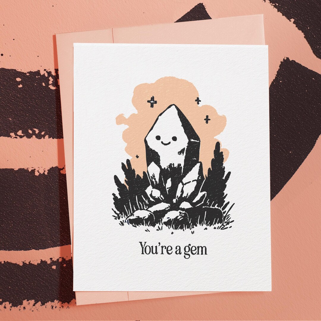 Punny Thank You Greeting Card, You're A Gem - Etsy