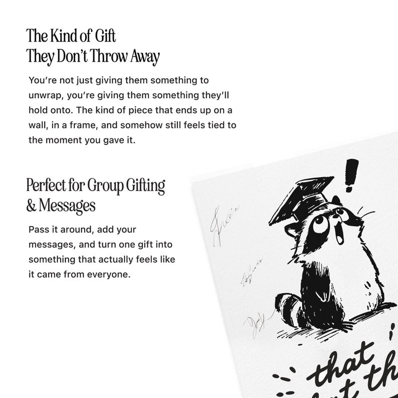 Funny Graduation Gift Print, Raccoon Grad Wall Art Decor, That Hat Tho ...
