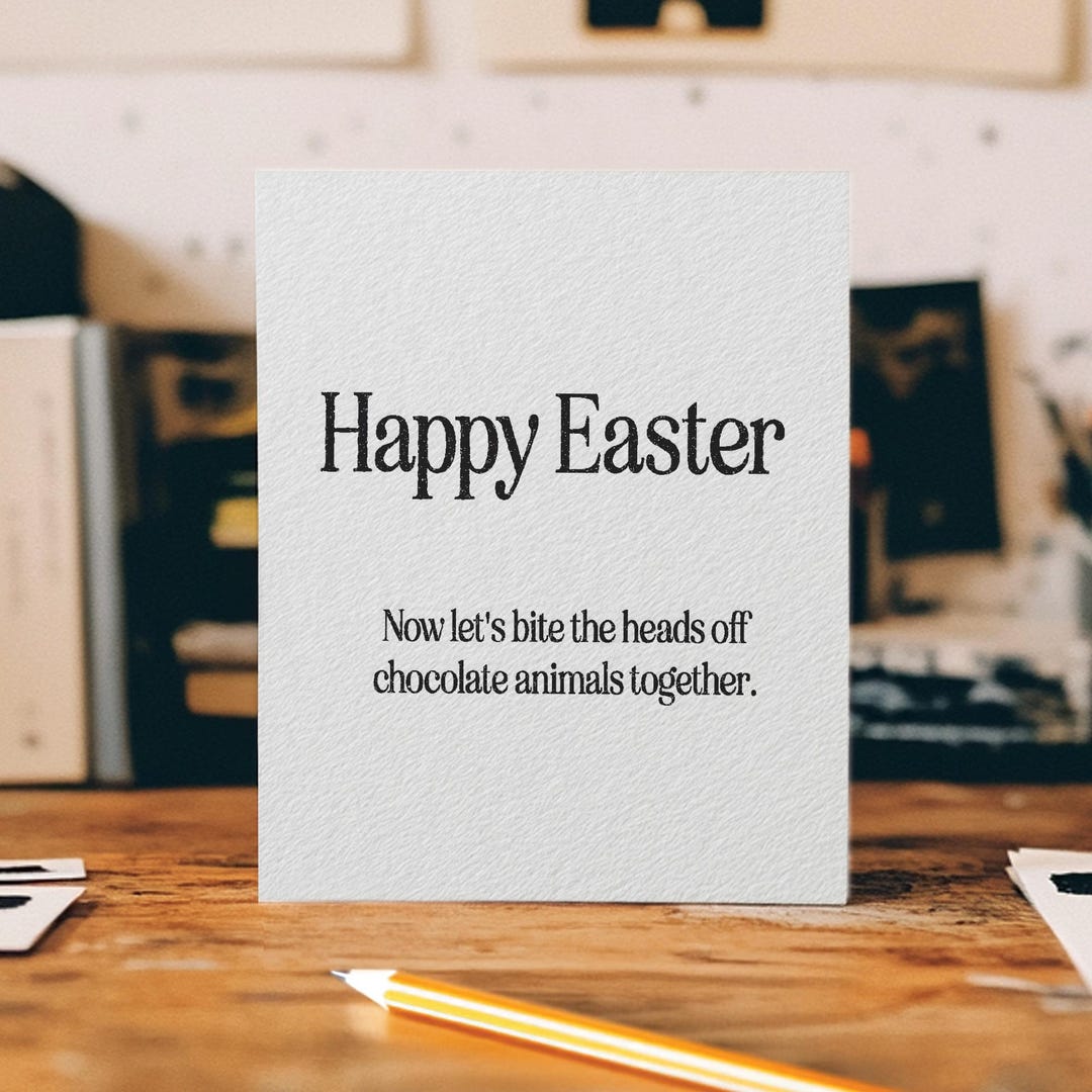 Funny Easter Card: 'eat Chocolate Animals' Funny Handmade Stationery ...