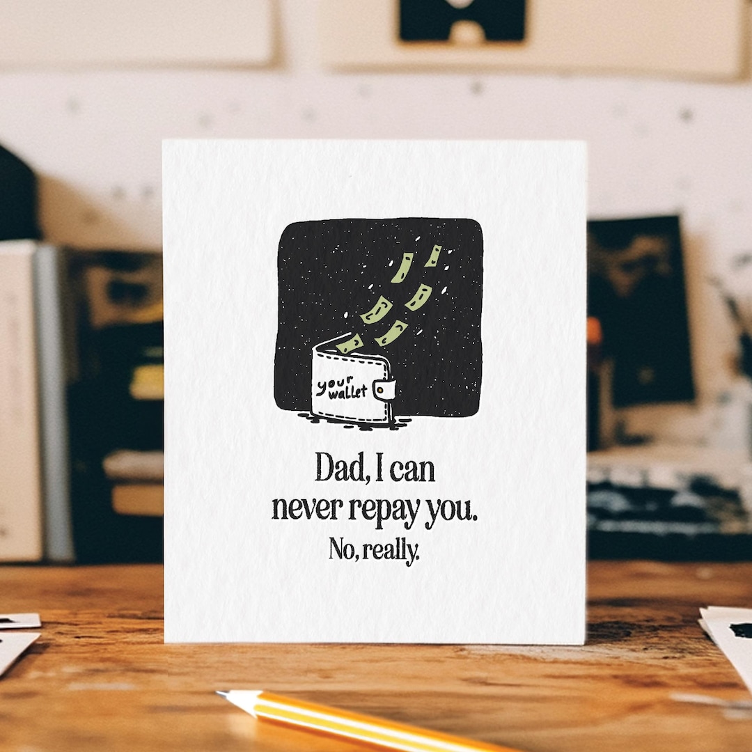Funny Father's Day Card: IOU Dad, Lost Money, Snarky Greeting - Etsy