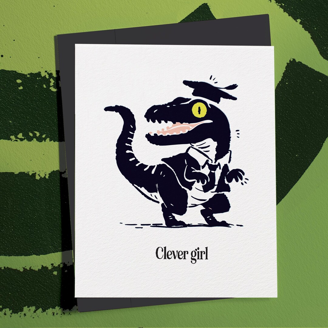Funny Graduation Card for Her, 'clever Girl' Dinosaur Grad Pun, Cute ...