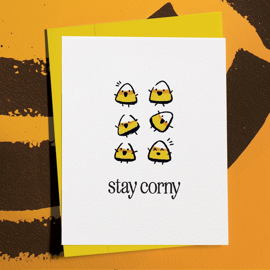 Halloween Card for Candy Corn Lover: 'stay Corny' Minimalist Fall ...