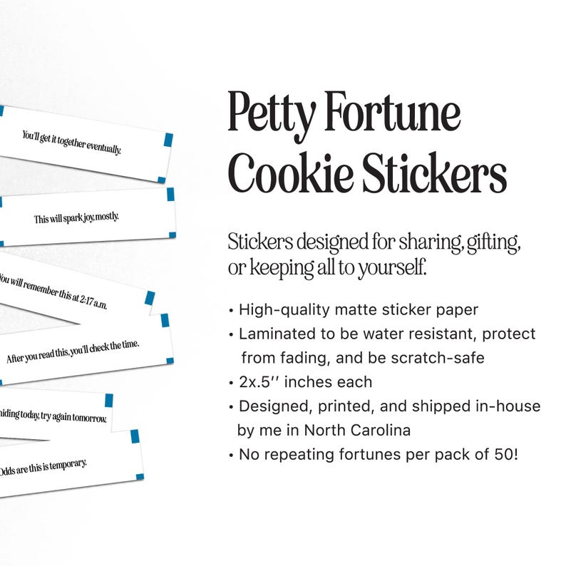 Funny Fortune Cookie Sticker Pack: Snarky Gag Gift to Friend, Laminated ...