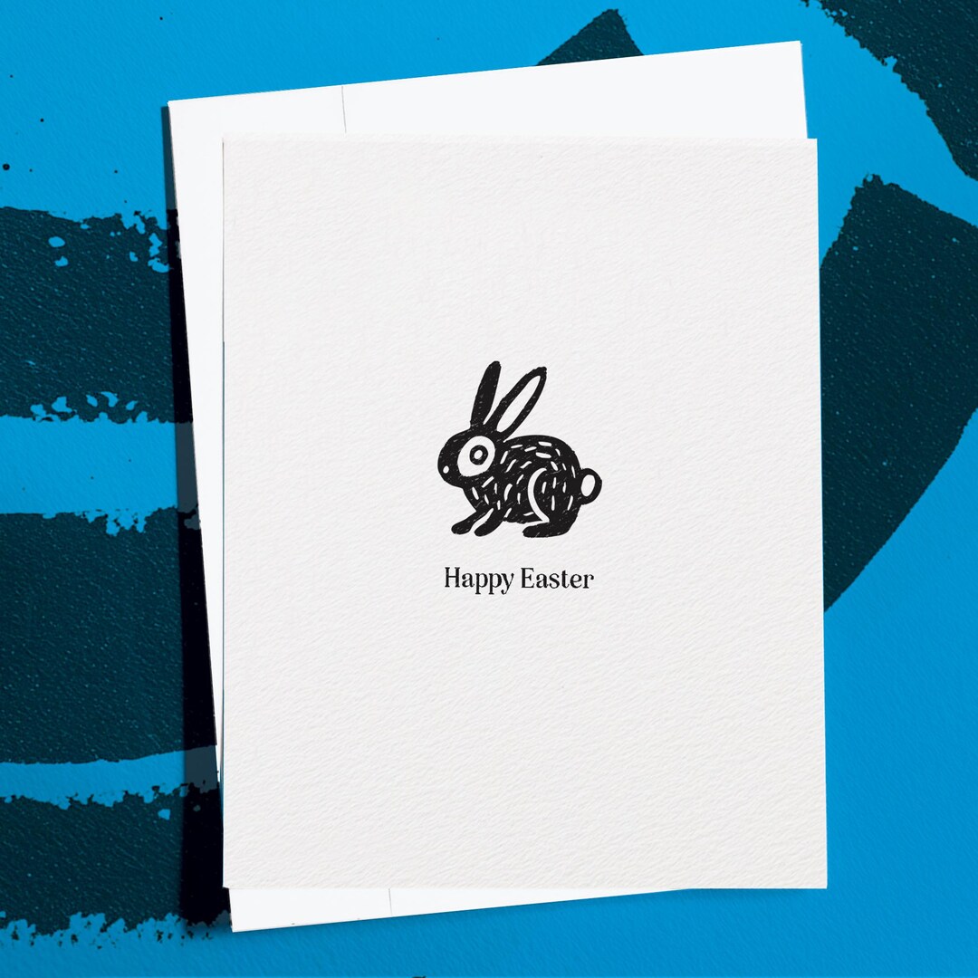 Minimalistic Easter Card: 'happy Easter' Simple Handmade Stationery ...