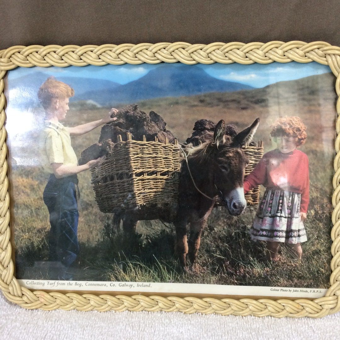Vintage John Hinde Framed Color Photo Ireland Collecting Turf From the ...