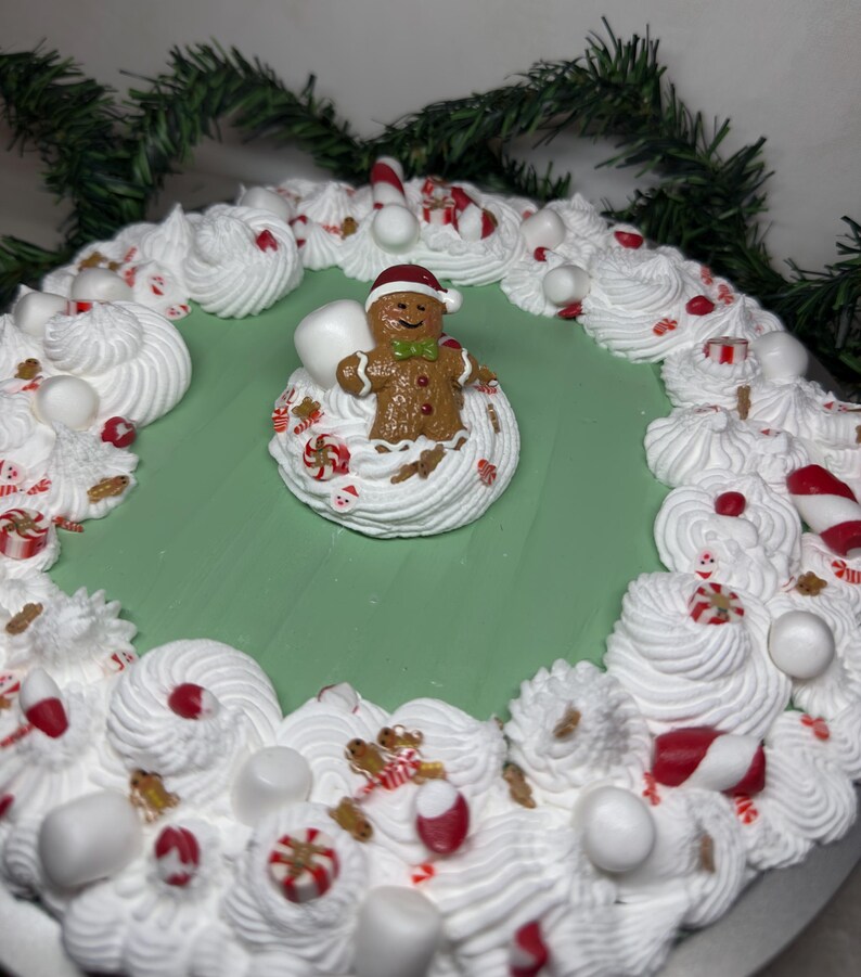 Gingerbread Man Mint Green and Candy Cane Faux Cream Pie - Etsy