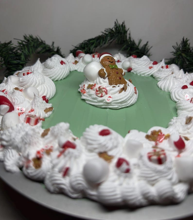 Gingerbread Man Mint Green and Candy Cane Faux Cream Pie - Etsy
