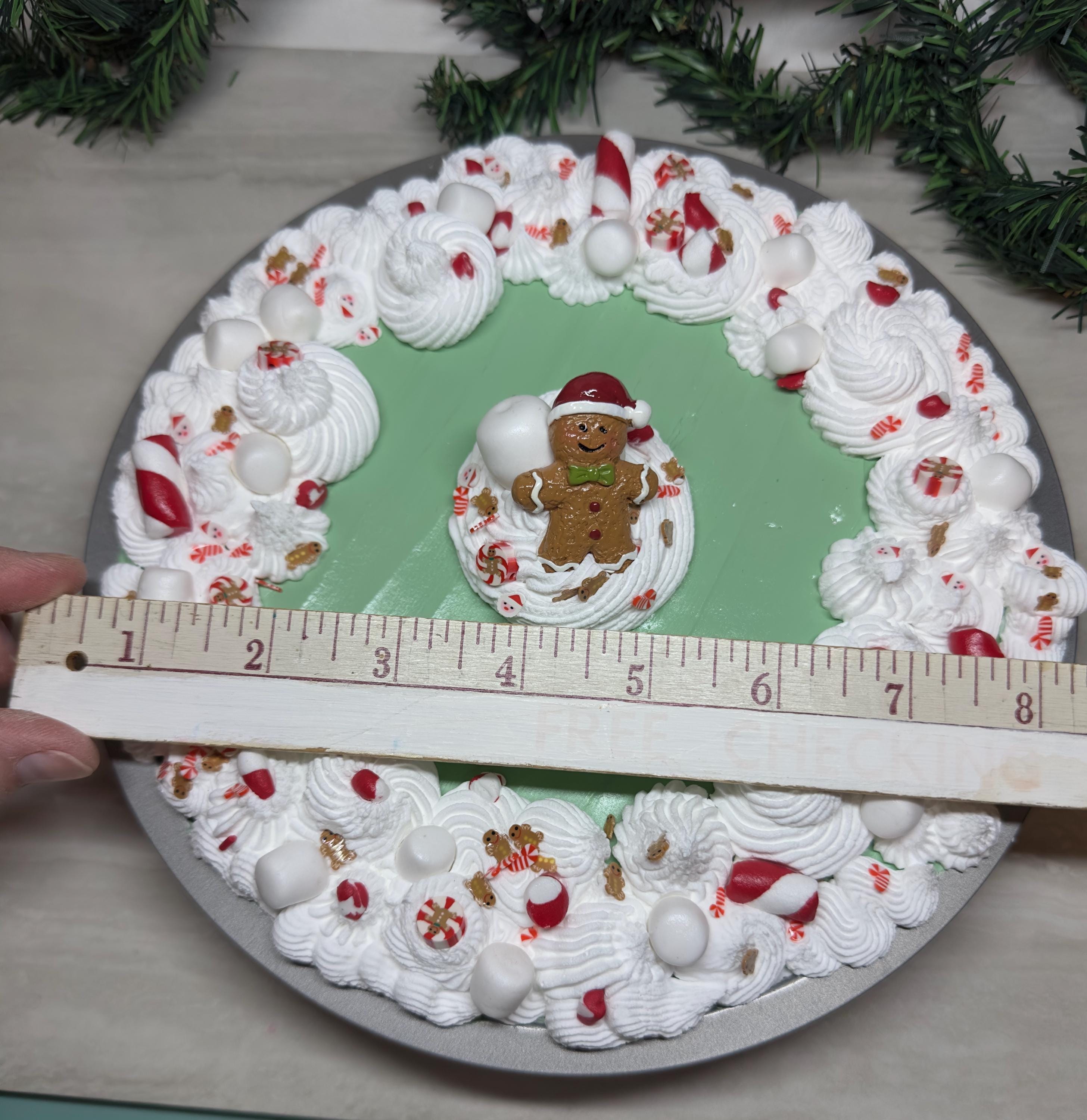 Gingerbread Man Mint Green and Candy Cane Faux Cream Pie - Etsy