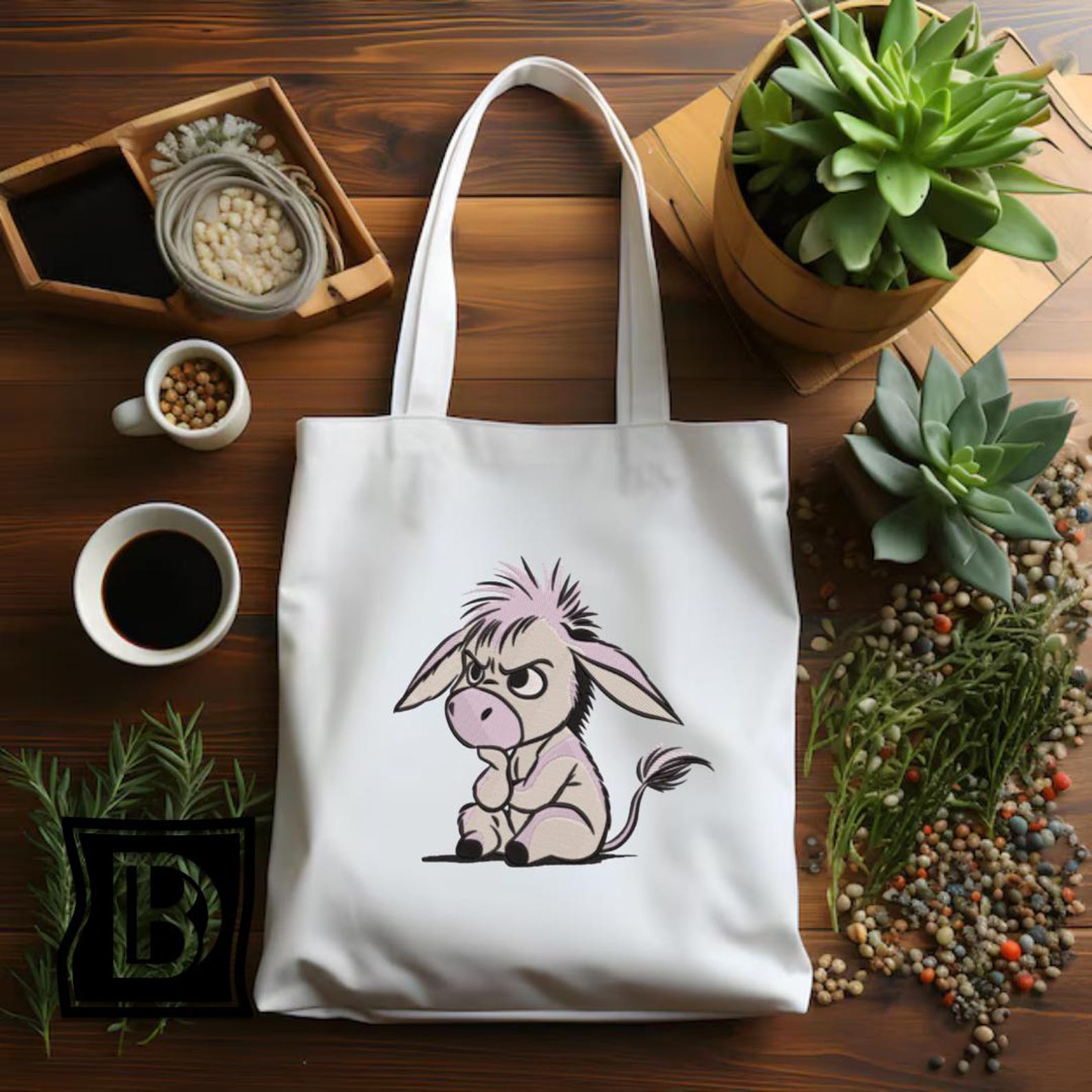 Grumpy Donkey Embroidery Design: Funny Farm Animal Pattern (digital ...