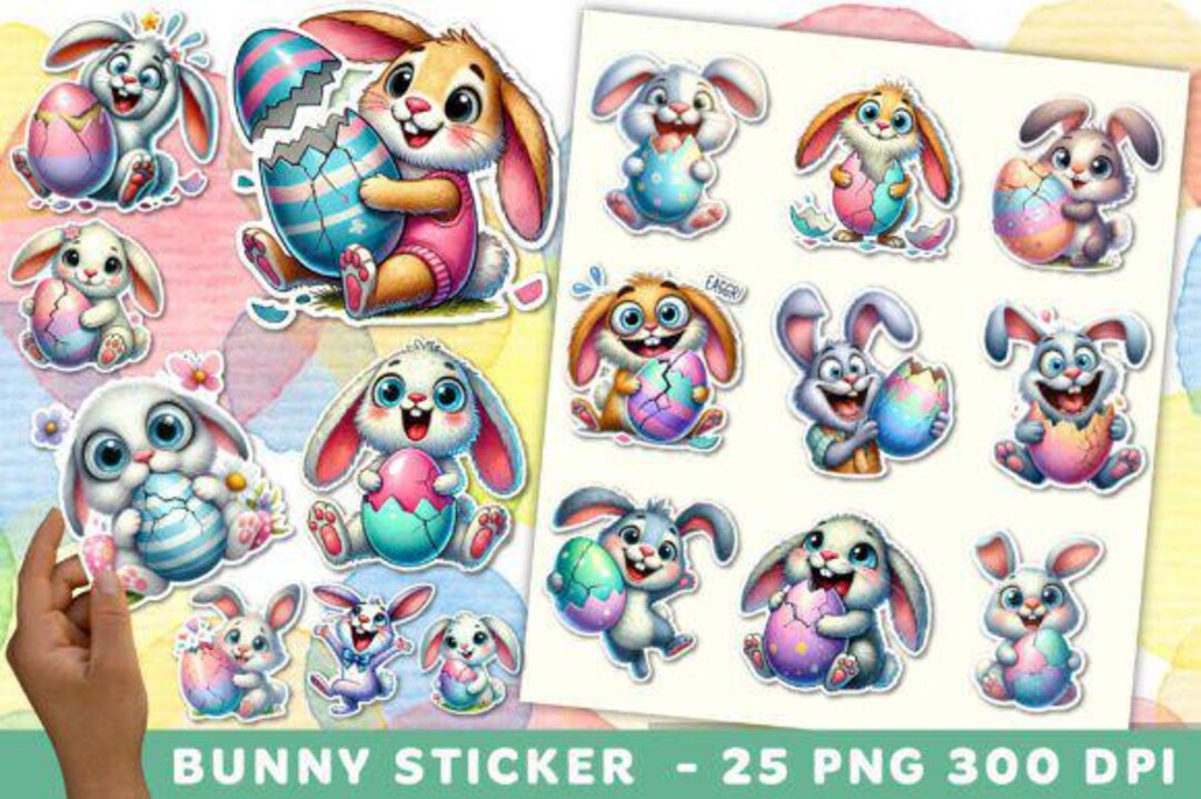 Easter Bunny Sticker | Cute Easter Stickers Graphic | Unique Printable ...