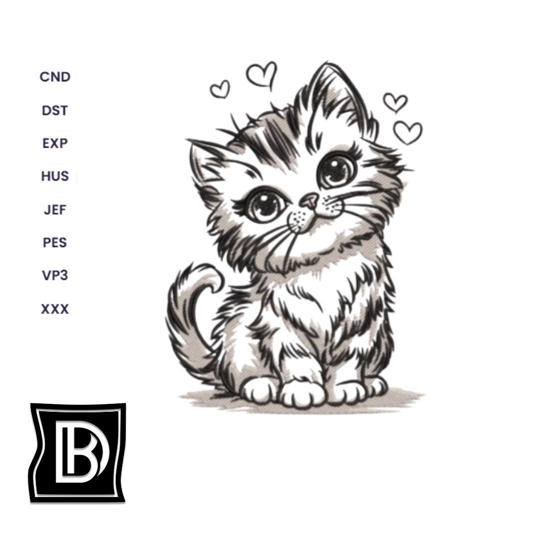 Cute Kitten Embroidery Design Home Embroidery Cats Embroidery Designs ...
