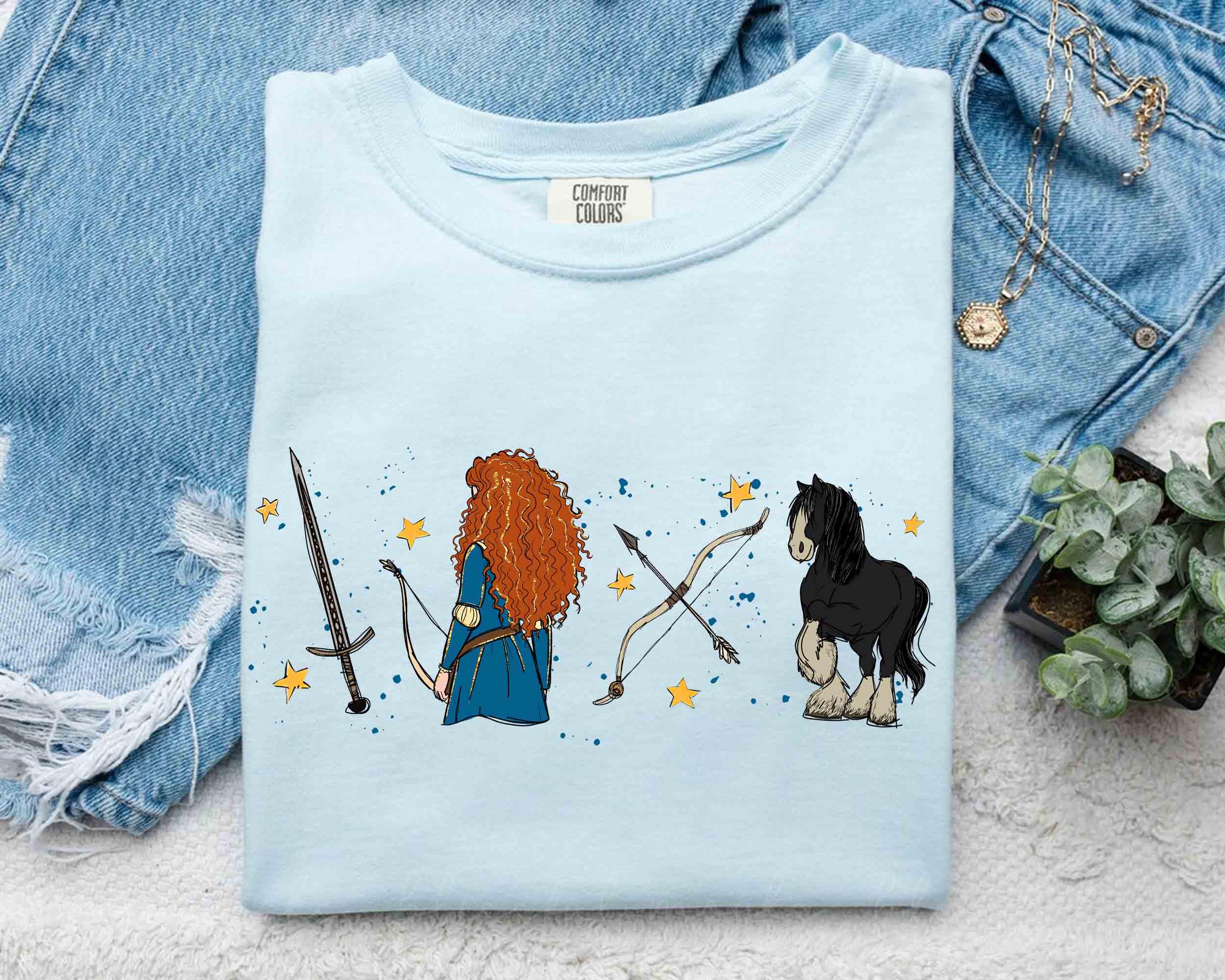 Watercolor Disney Brave Merida Princess Sketch T-shirt, Queen Elinor ...