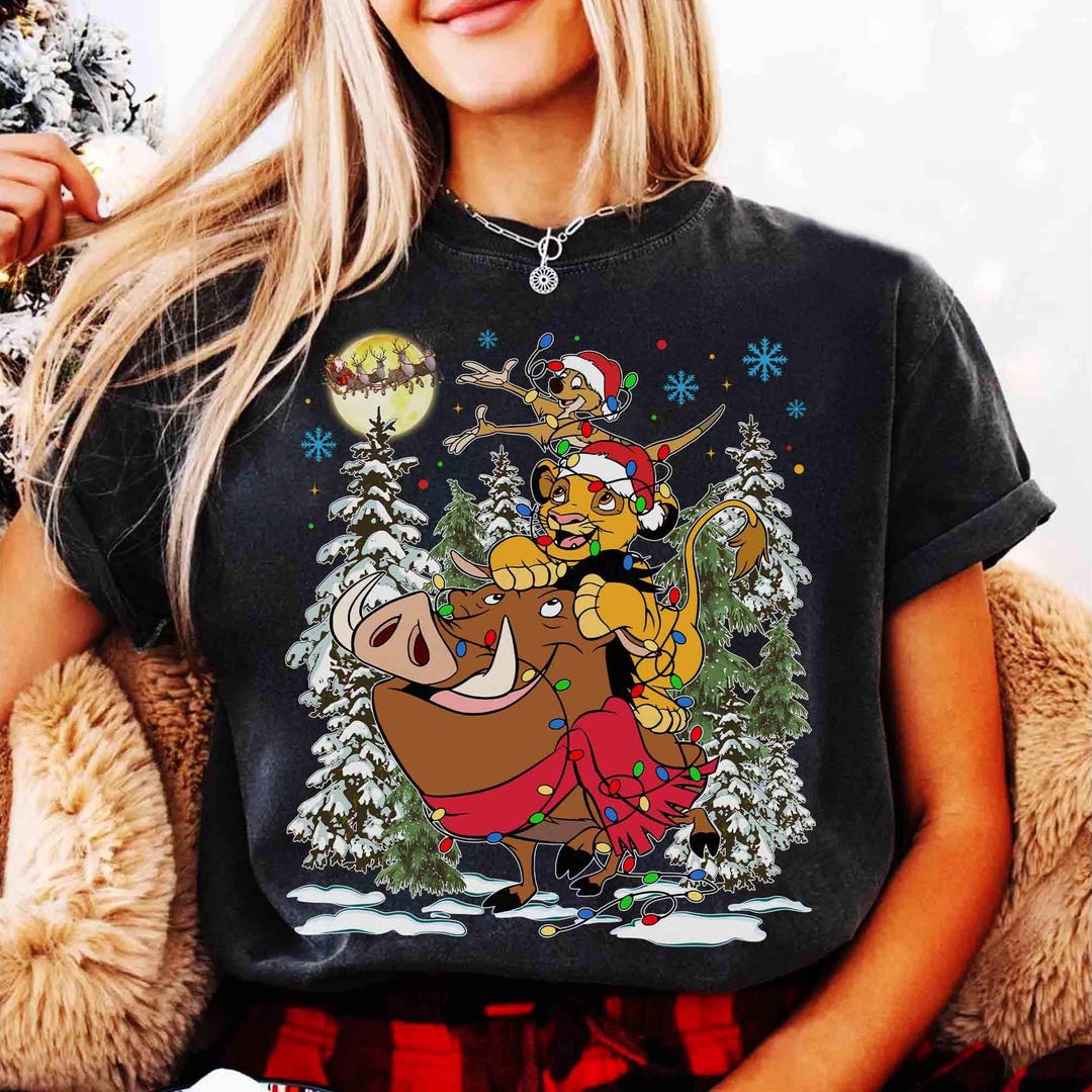 Disney Lion King Simba Timon Pumbaa Christmas Tree Lights Shirt, Hakuna ...