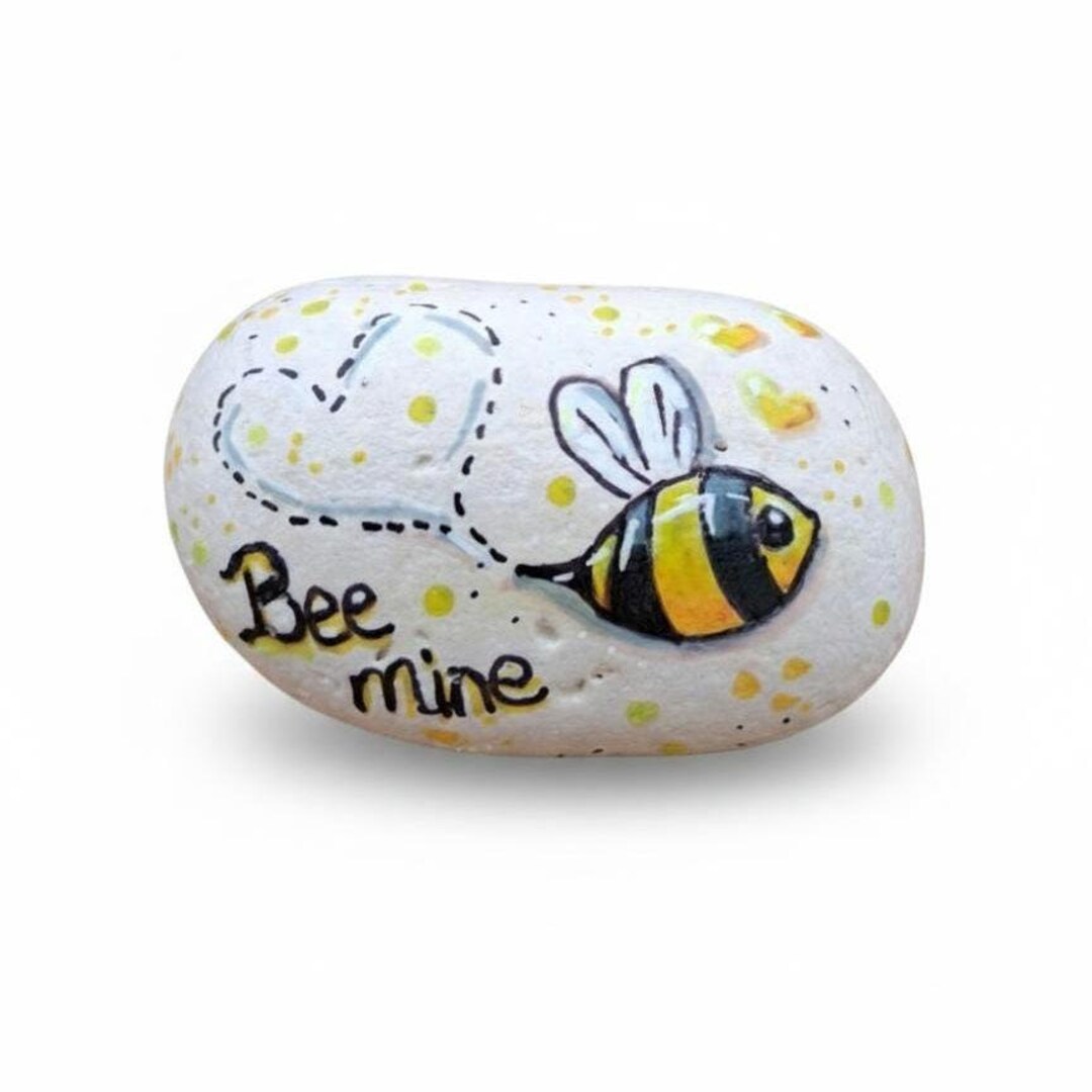 Hand-painted "bee Mine" Honeybee Rock – Valentine’s Day Heart Stone ...