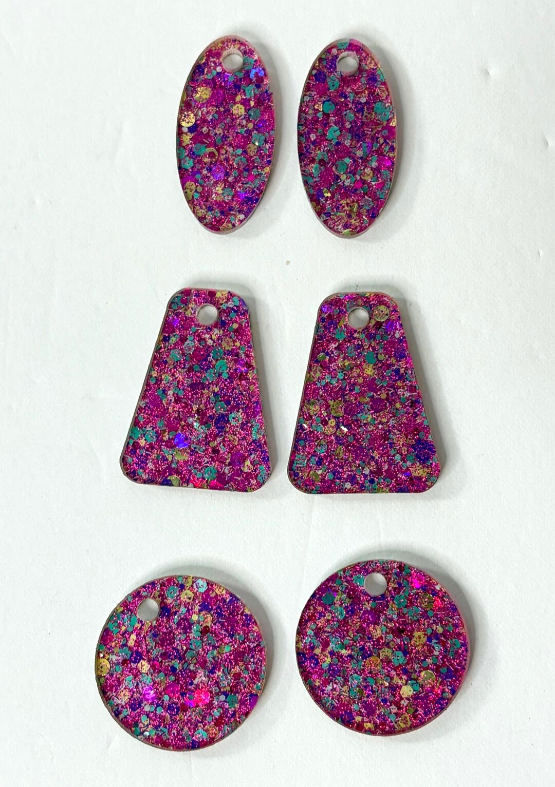 Purple Acrylic W/ Multi Color Glitter Charms/blanks- for Earrings ...