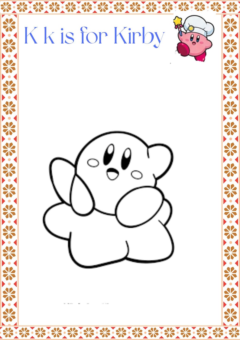 Kirby Letter K Tracing Worksheets | Preschool Alphabet Activity Digital ...