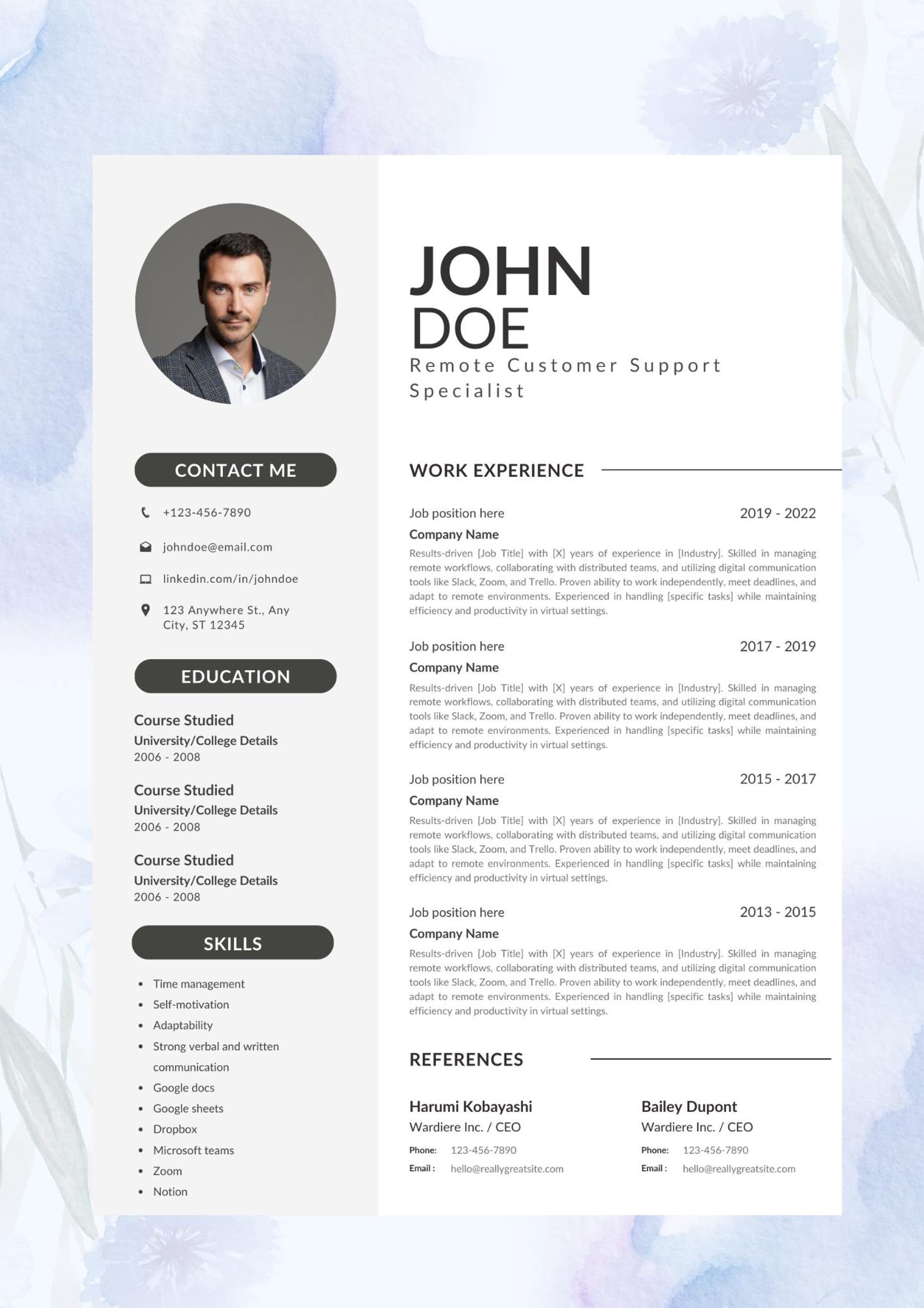 Editable Resume & Cover Letter Template Bundle | Professional Canva ...