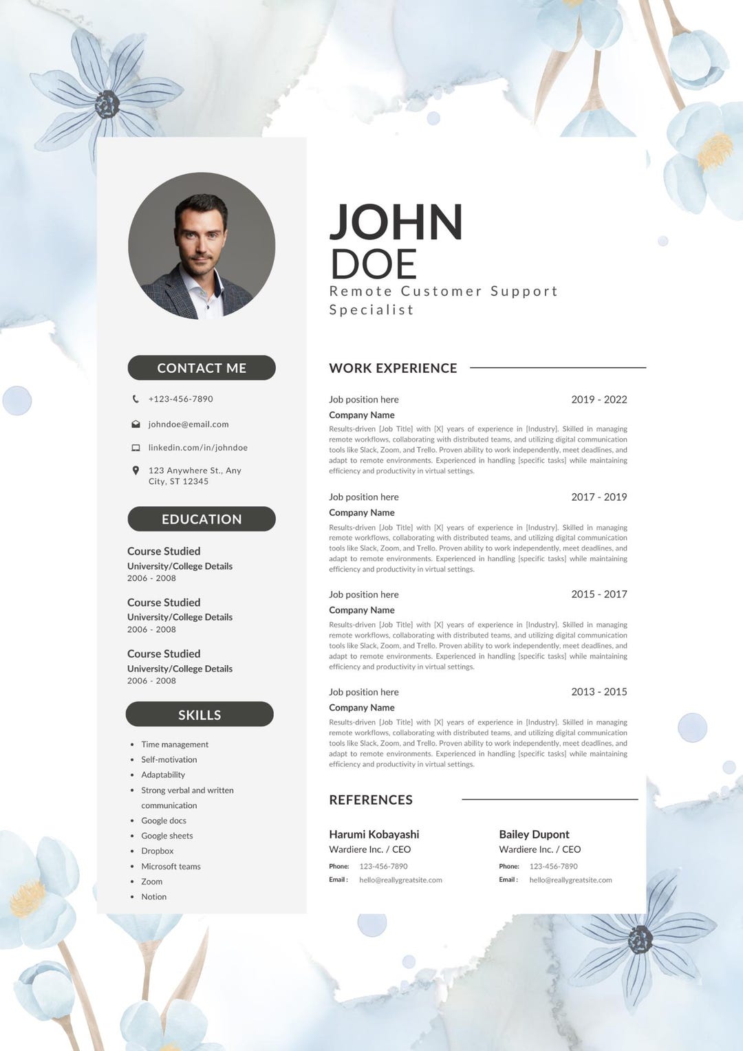 Editable Resume & Cover Letter Template Bundle | Professional Canva ...