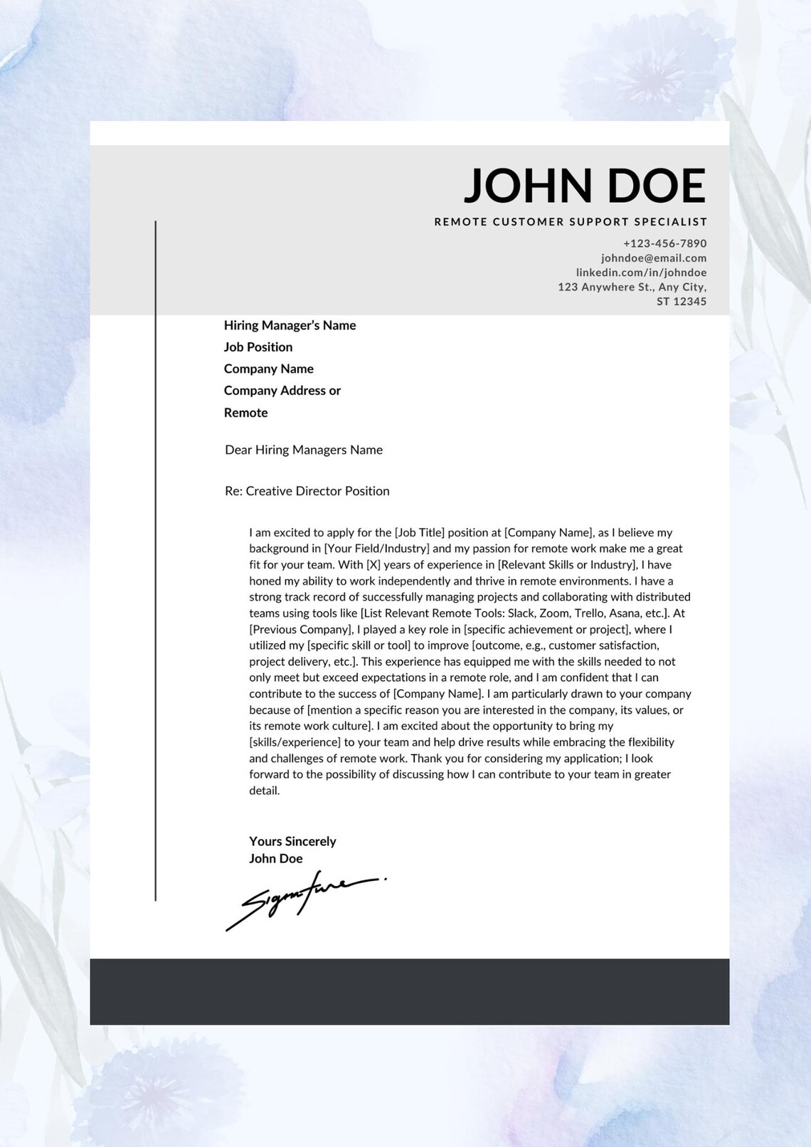 Editable Resume & Cover Letter Template Bundle | Professional Canva ...