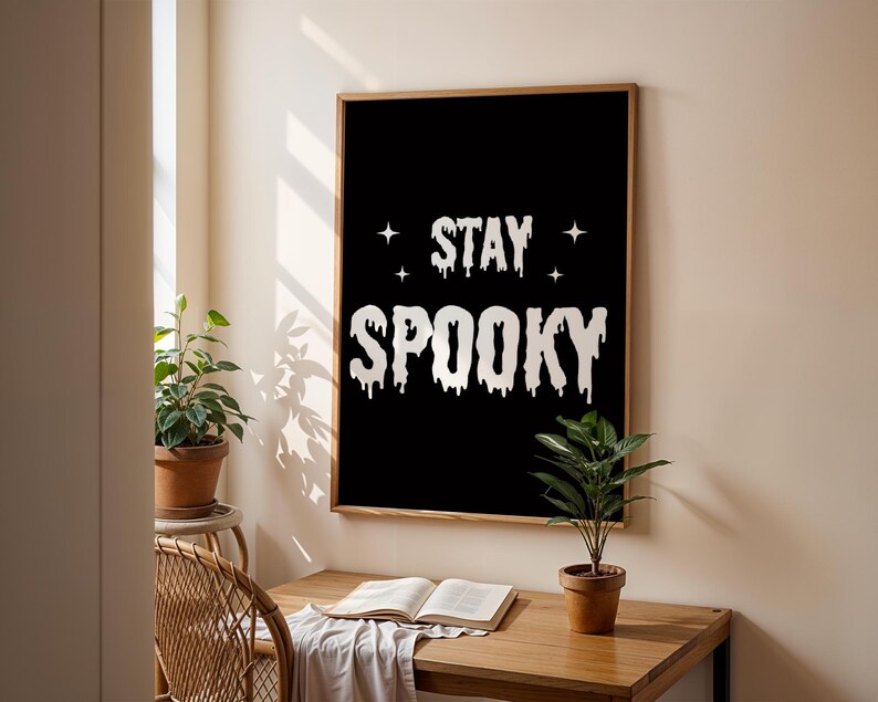 Stay Spooky Print, Funny Halloween Font Wall Art Decor, Digital ...