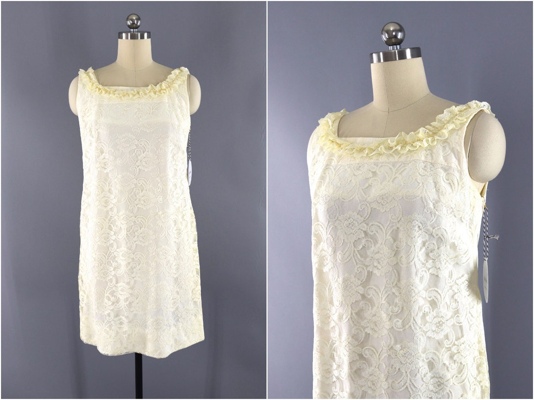 Vintage Lace Dress, Sheath Minidress, Ivory Winter White, Courthouse ...