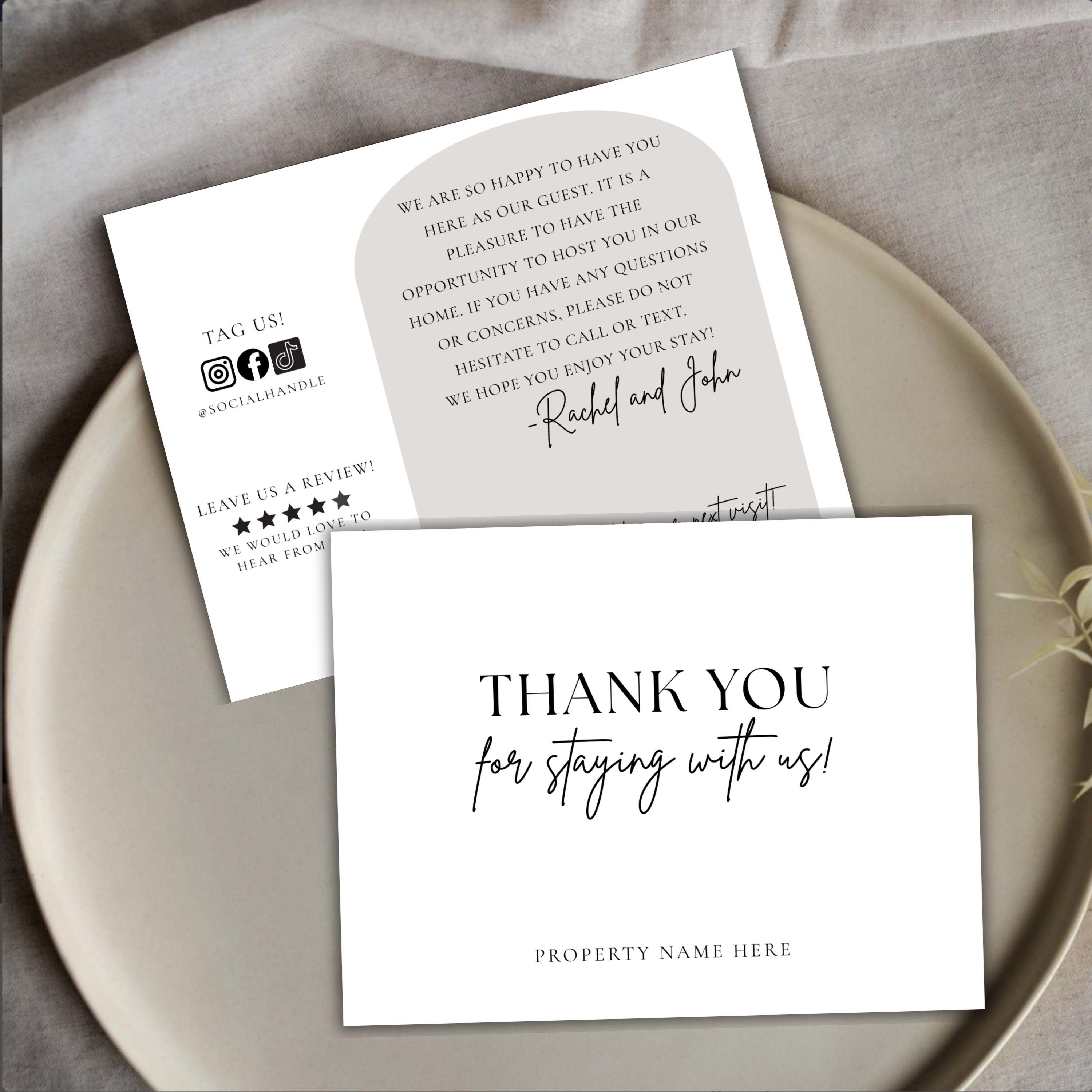 Airbnb Host Thank You Card Template: Editable Rental Welcome (digital ...