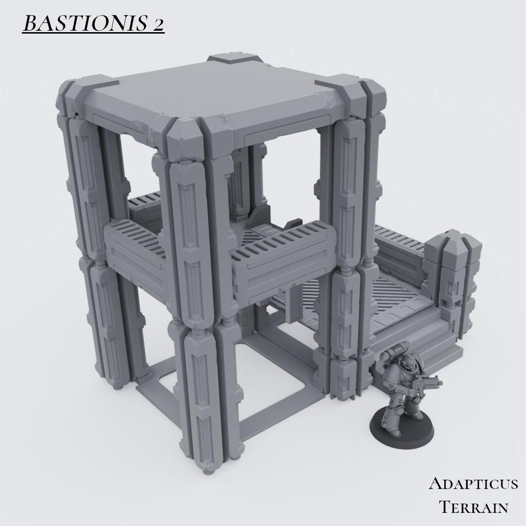 3D Printed Wargaming Terrain Sci-fi Watchtower Bunker Modular Warhammer ...