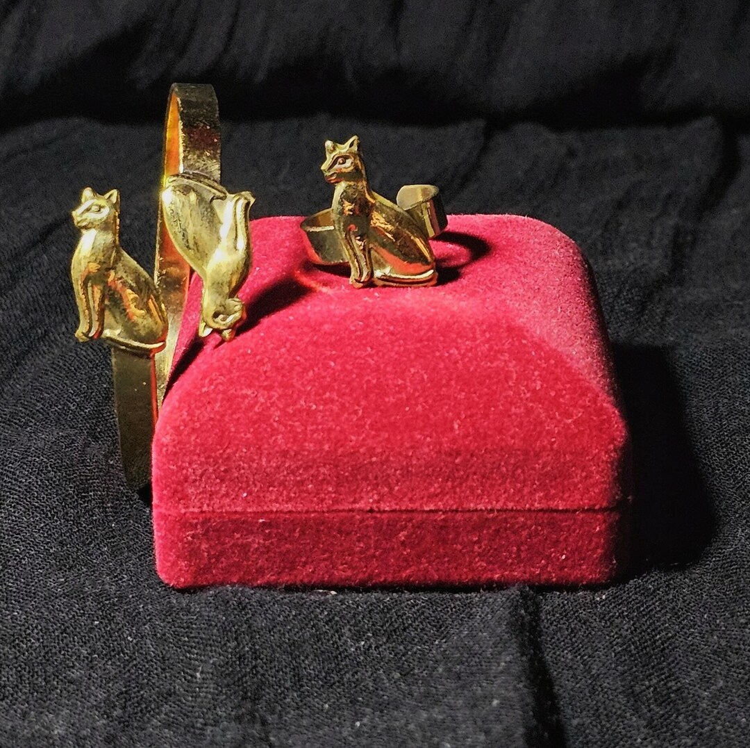 Goddess Bastet Powerful Set Bracelet and Ring Made in Egypt , Cat ...