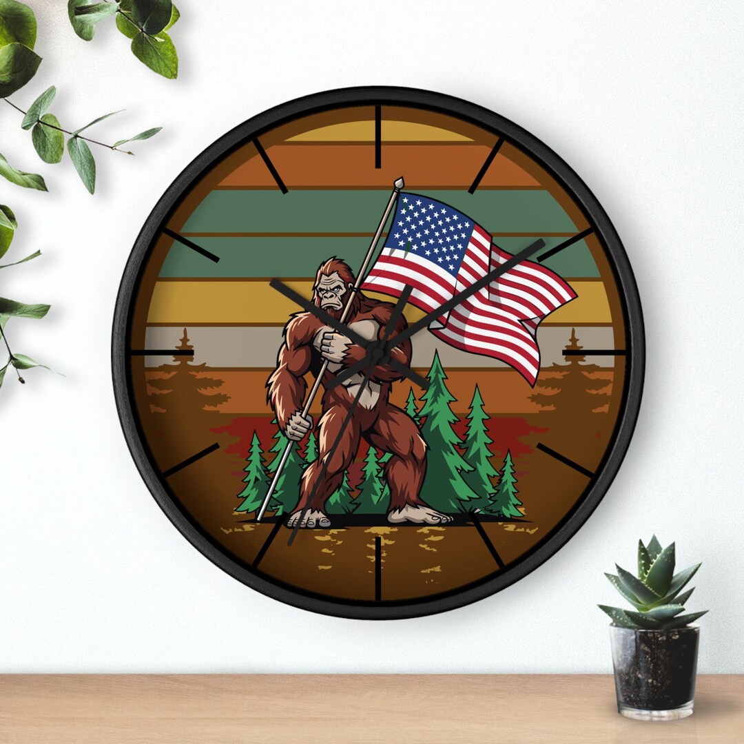 Bigfoot Patriotic Wall Clock ,america 250 Anniversary Decor ,pnw ...