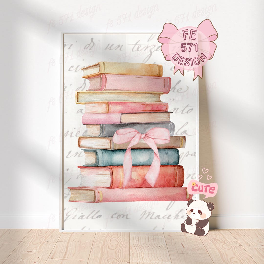 Book Lover Print, Stack of Books Print, Book Lover Gift, Bookworm ...