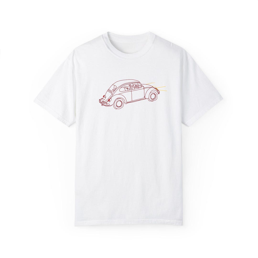 Vintage Volkswagen Beetle Drawing on Comfort Colors T-shirt, Unisex Tee ...