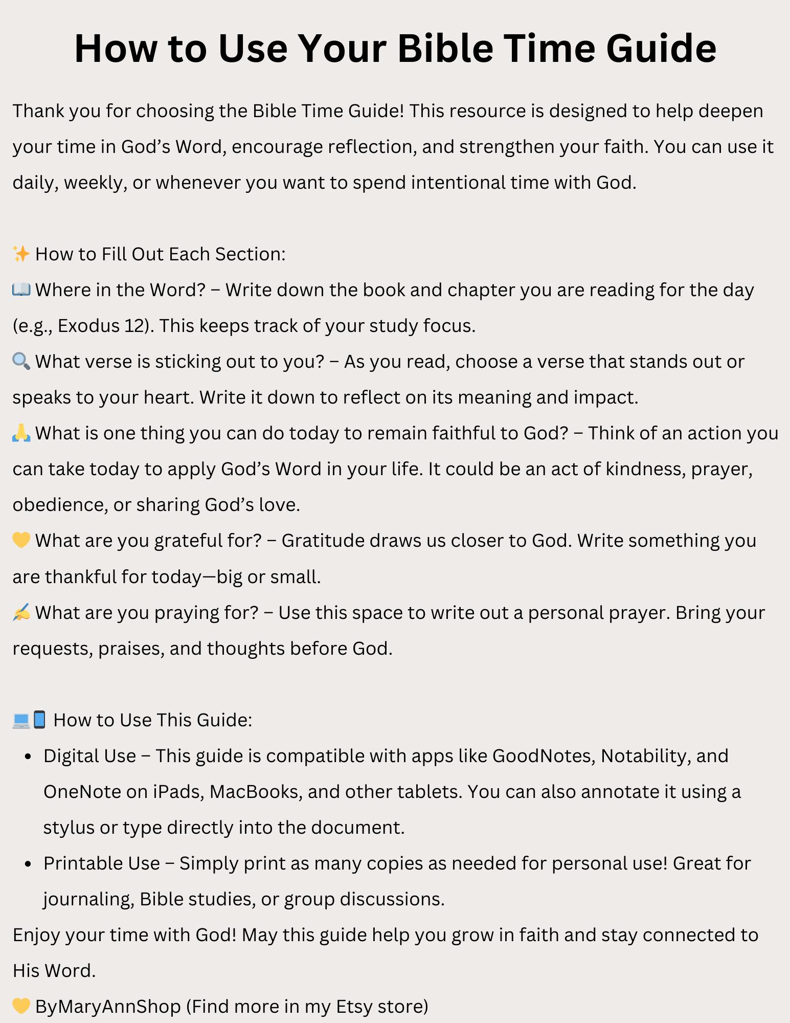 Bible Time Guide - Etsy