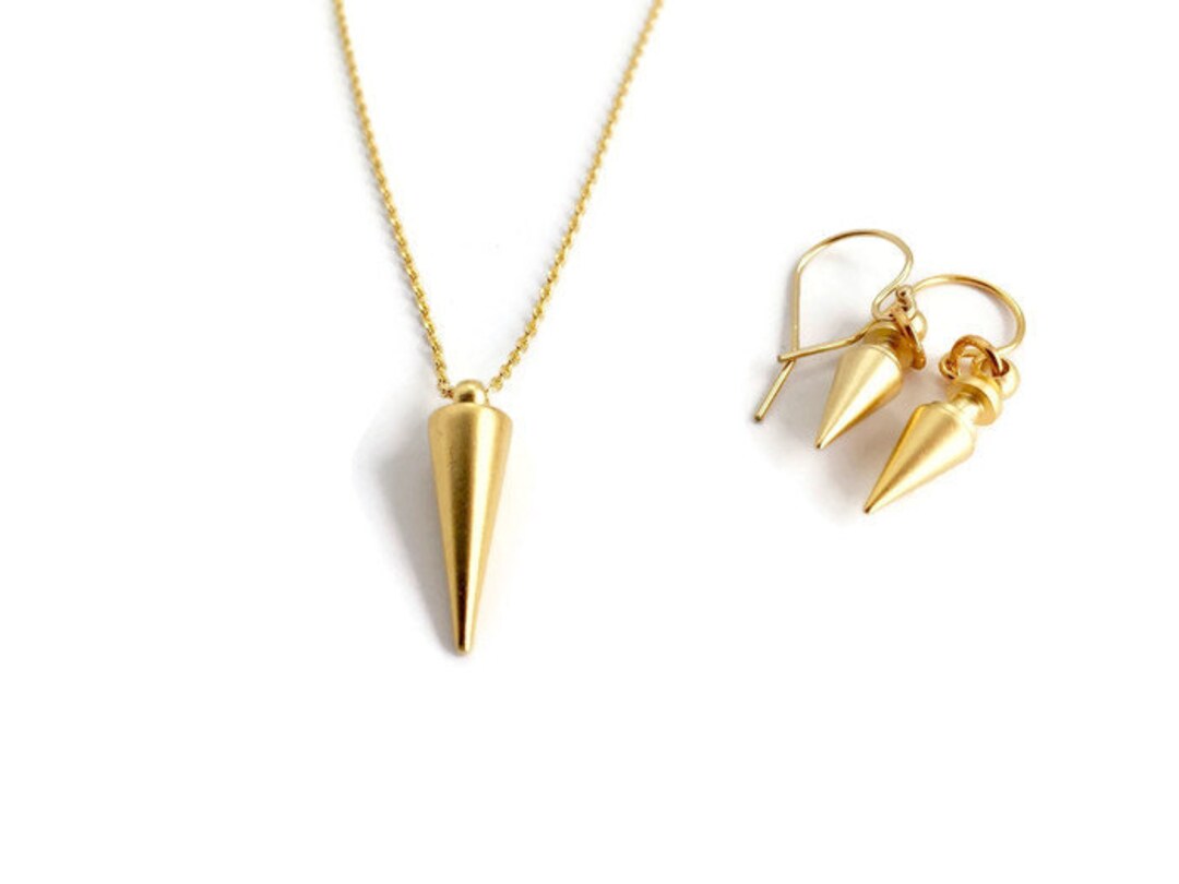 Gold Spike Jewelry Set Gold Spike Necklace Gold Spike Earrings Jewelry ...