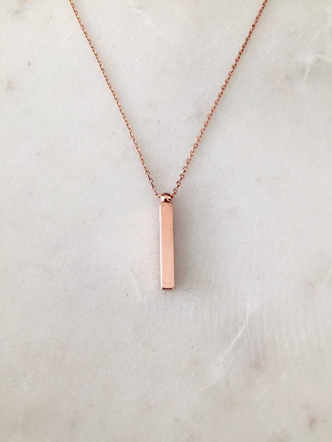 Rose Gold Bar Necklace Minimalist Necklace Modern Necklace | Etsy
